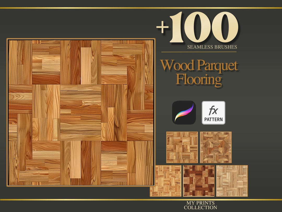 Parquet Flooring Wood Procreate Texture Brush & Photoshop PAT Pattern ...