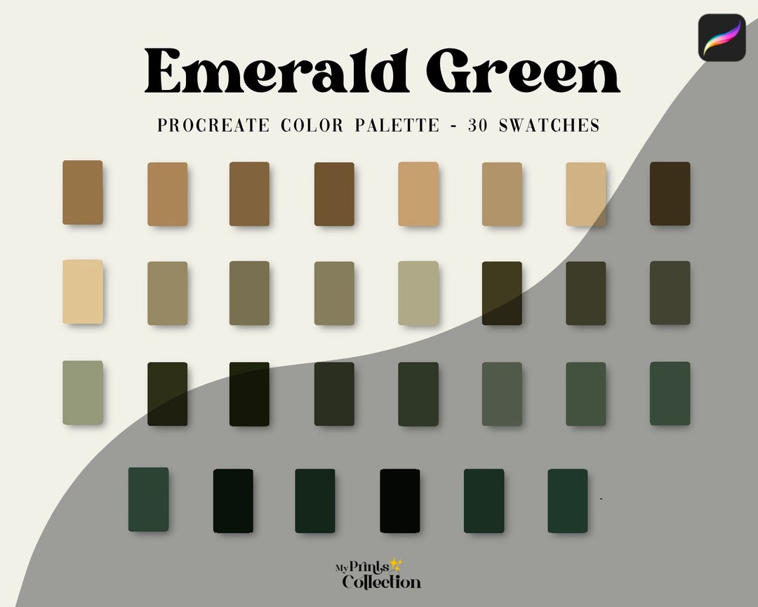 Emerald Green Procreate Color Palette Swatches, Digital Color Download ...