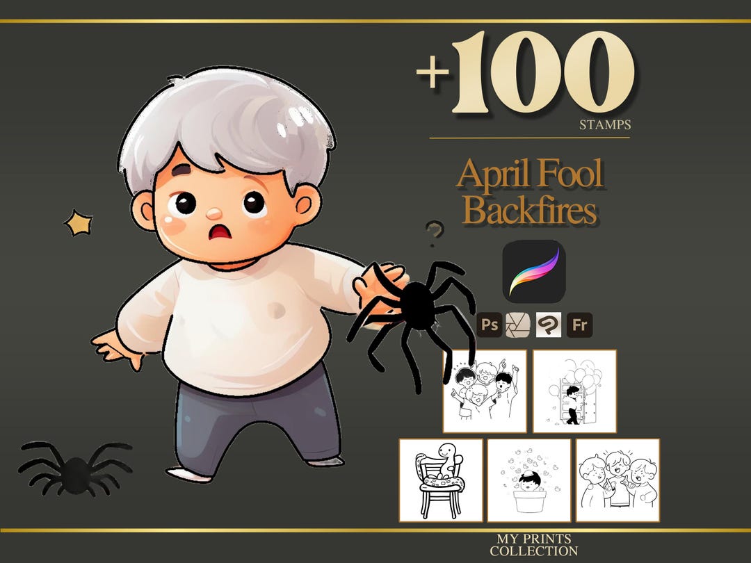 April Fool Backfires Procreate Stamps & Photoshop Brushes – 100+ Bold ...