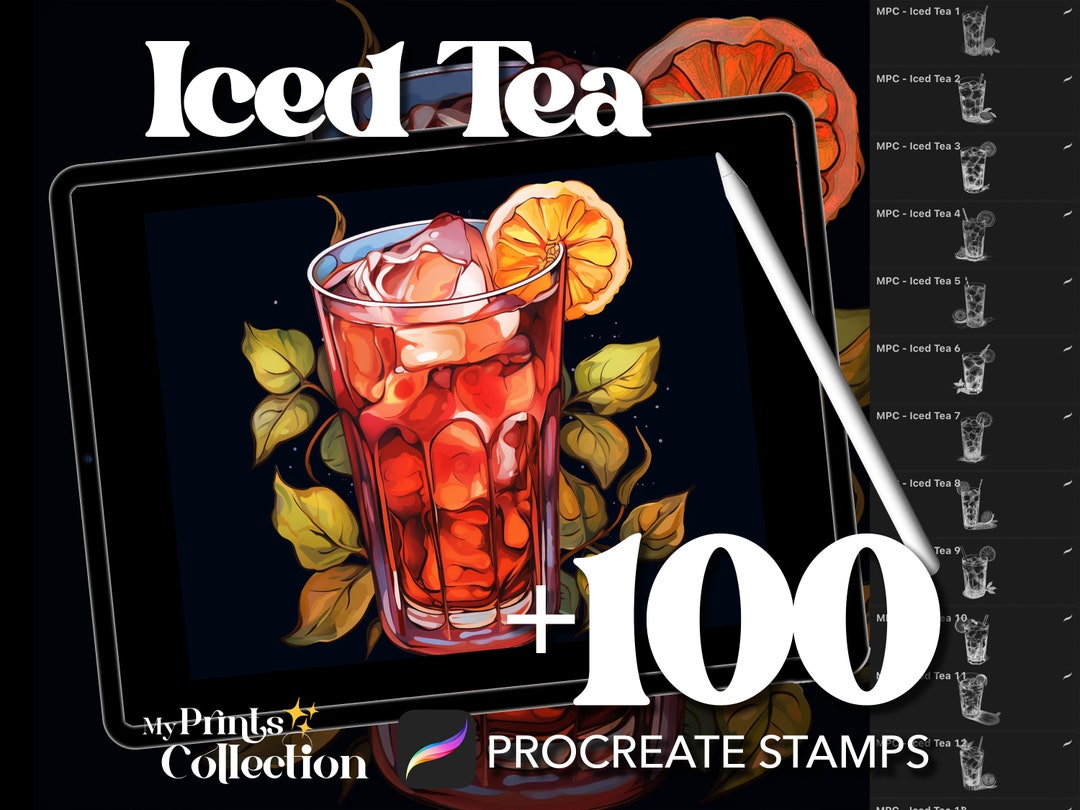 100+ Procreate Iced Tea Stamps, Drink Beverage Restaurant Culinary ...