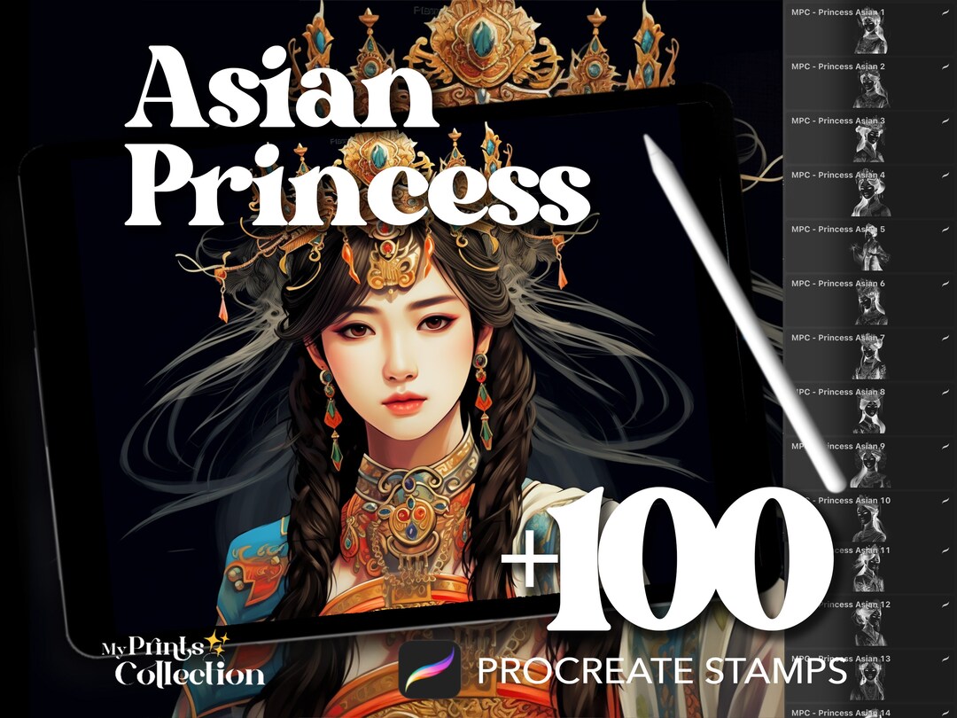 100+ Procreate Princess Asian Stamps, Fantasy Creatures DND Magical ...