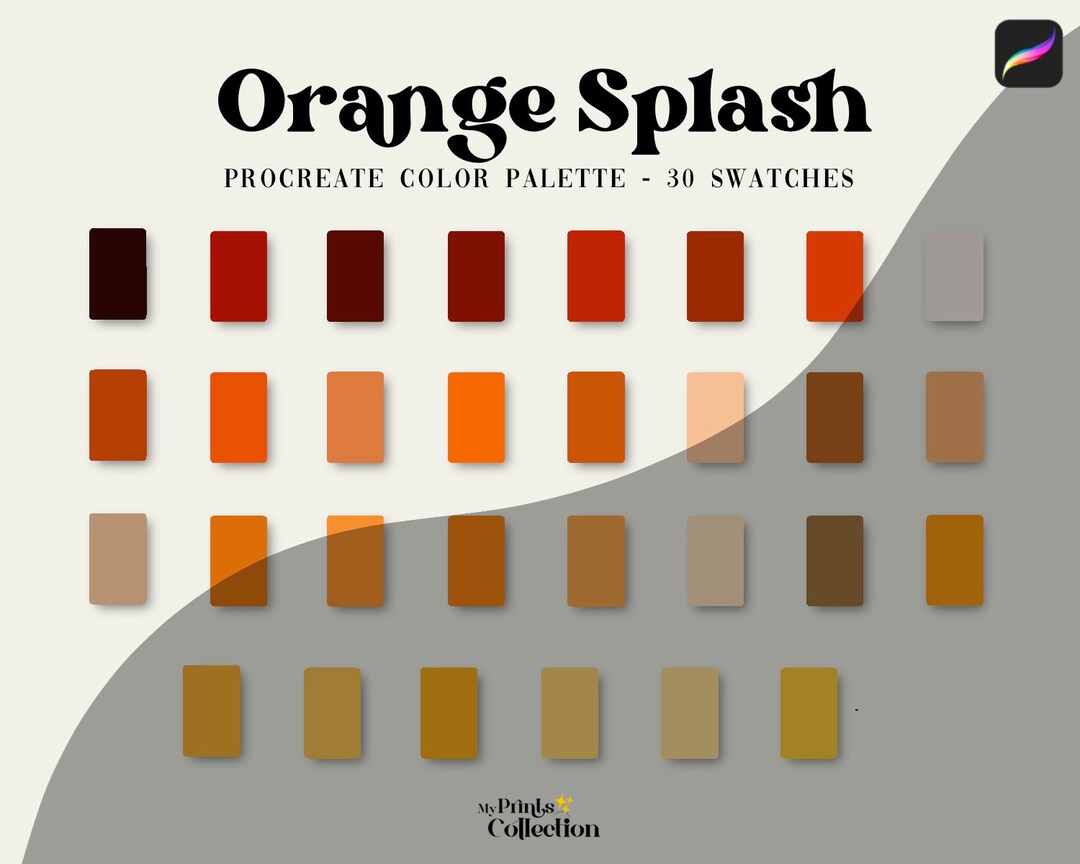 Orange Splash Procreate Color Palette Swatch, Digital Color Download ...