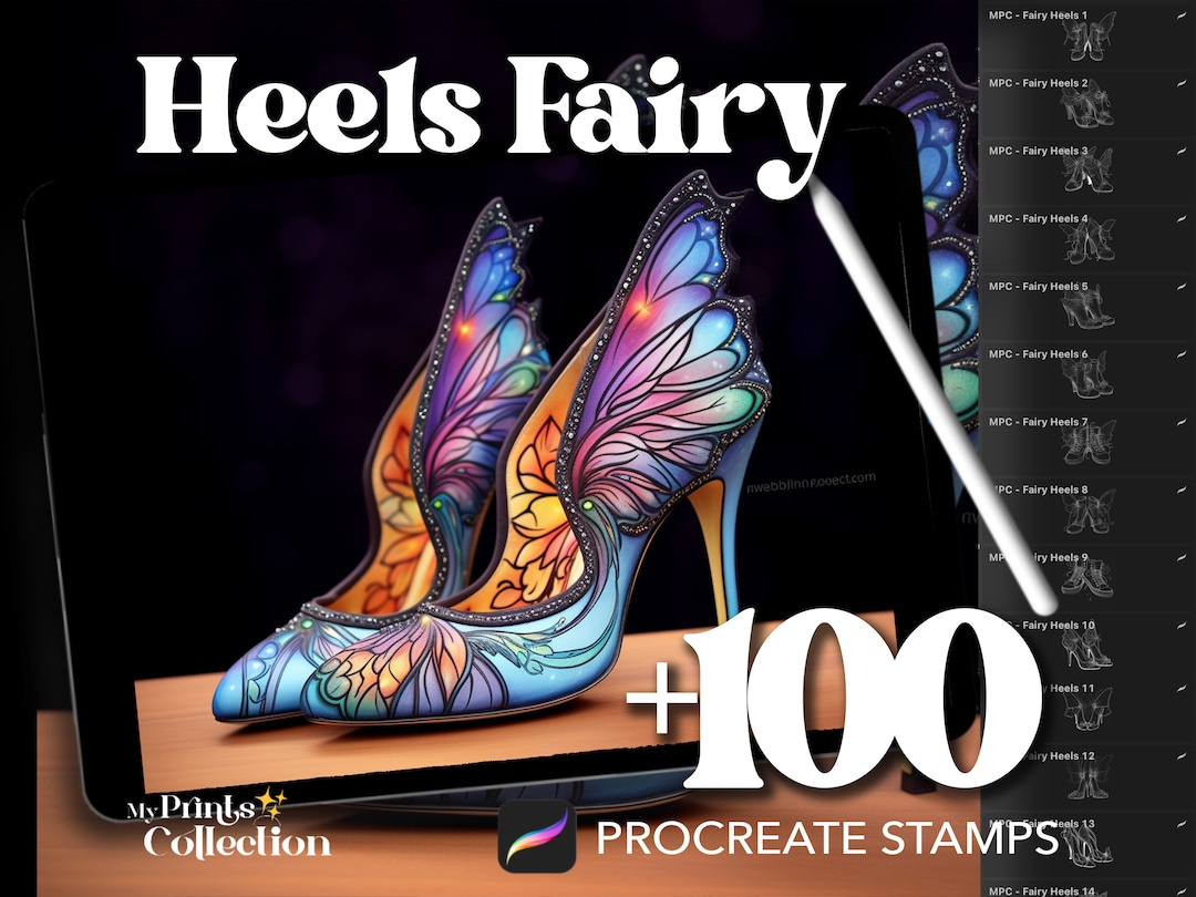 100+ Procreate Fairy Heels Stamps, Sketching Jewellery Shoe Cloth ...
