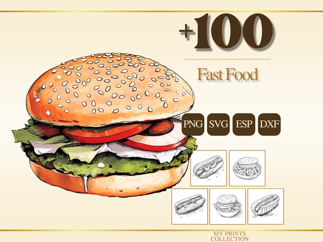 Fast Food PNG Bundle – 100+ Cricut & Silhouette Files, SVG, DXF, Eps ...