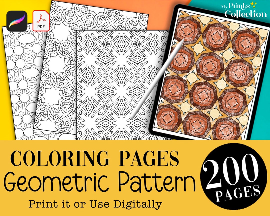 200 Geometric Pattern Coloring Pages | Procreate Coloring | Printable ...
