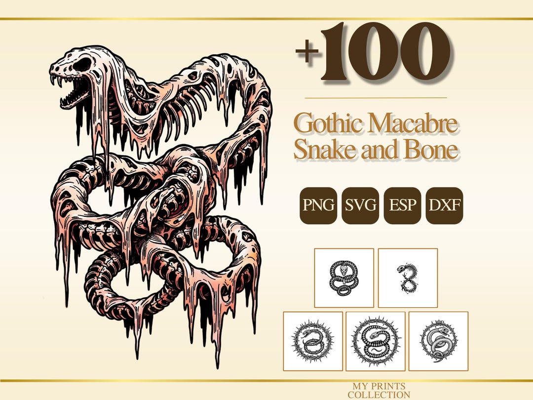Snake and Bone Gothic Macabre PNG Bundle – 100+ Halloween Horror Dark ...