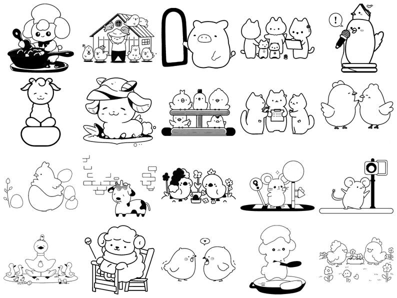 April Fool Farm Animals Procreate Stamps & Photoshop Brushes – 100 ...
