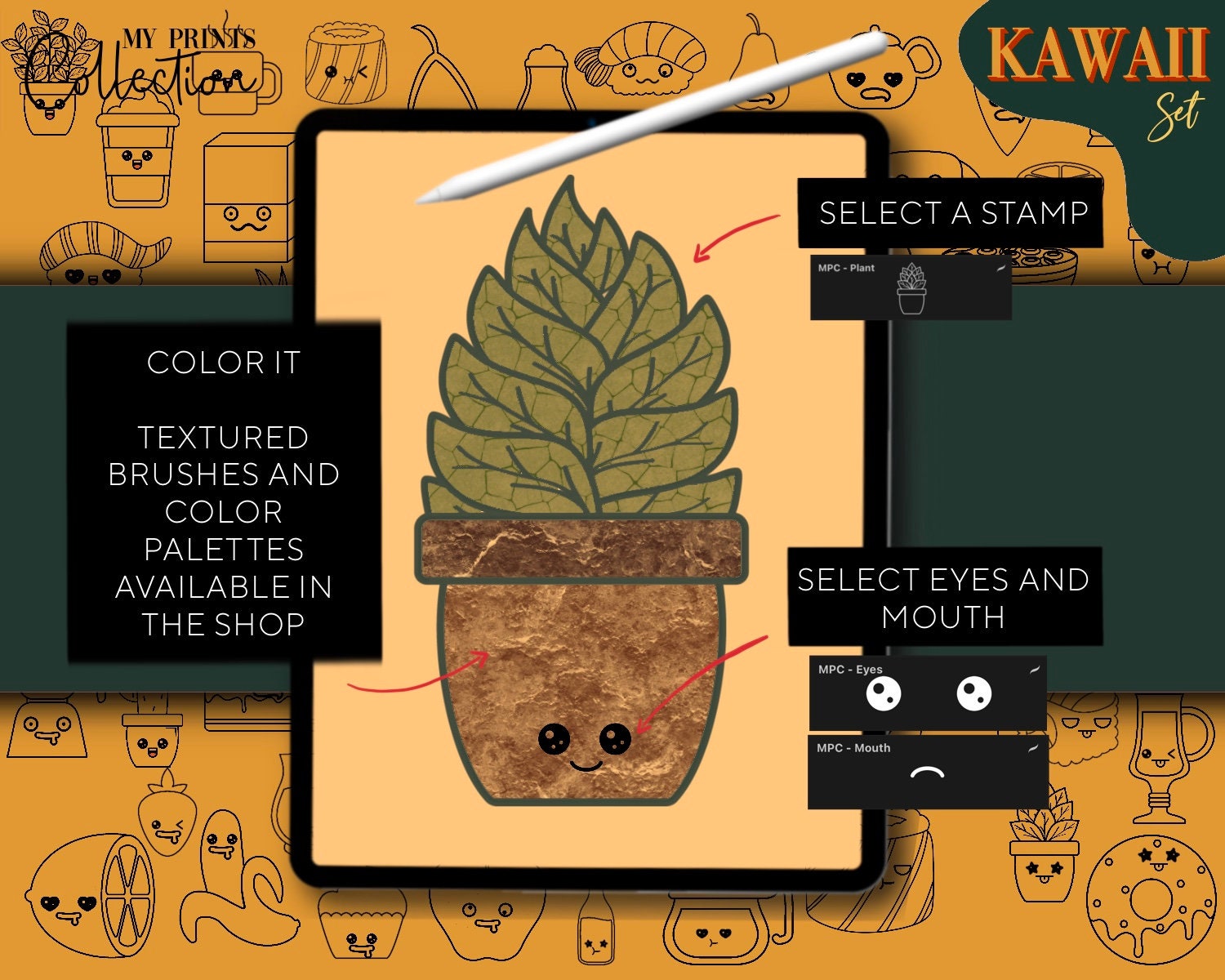 Cute Kawaii Procreate Brush Set 100 Stamps Kawaii Doodle - Etsy