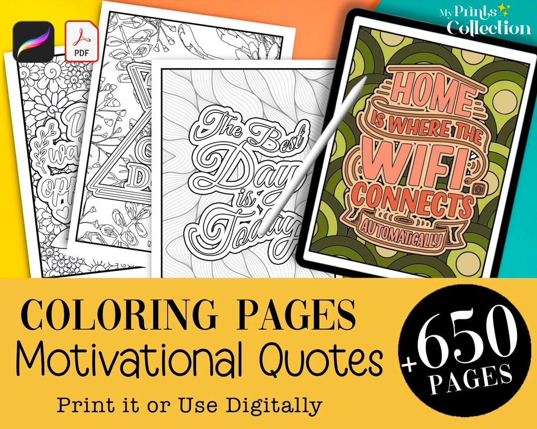 679 Motivational Quotes Coloring Pages Printable PDF + Procreate ...