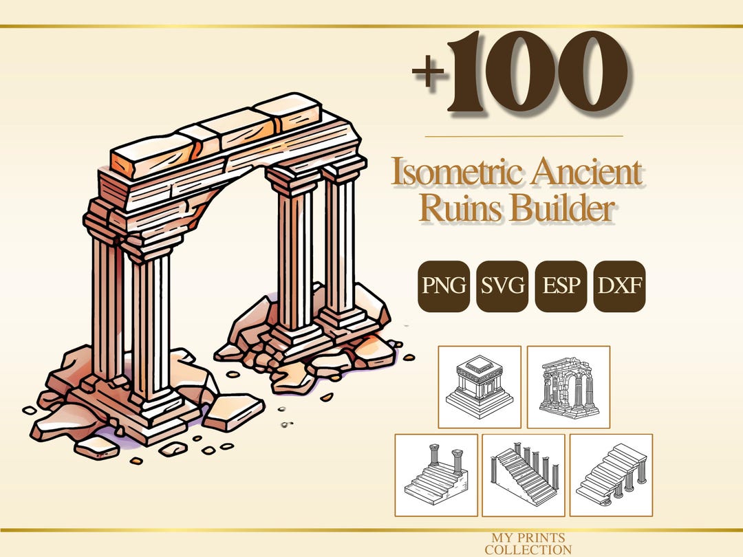 Isometric Ancient Ruins Builder PNG Bundle – 100+ Cricut & Silhouette ...