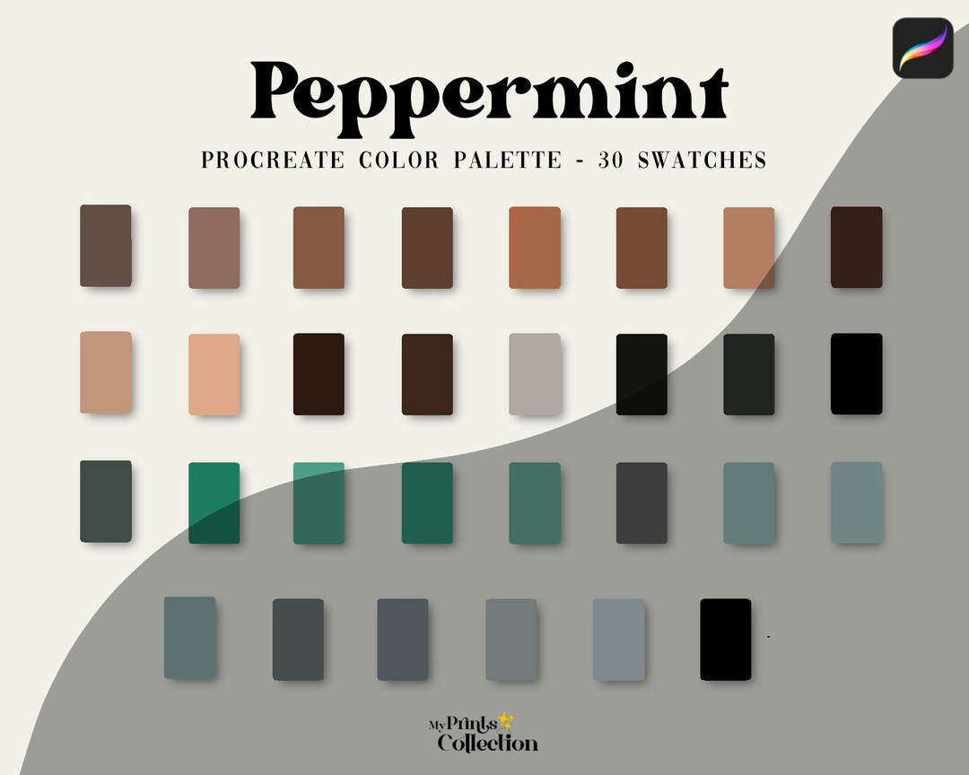 Peppermint Procreate Color Palette Swatch, Digital Color Download ...