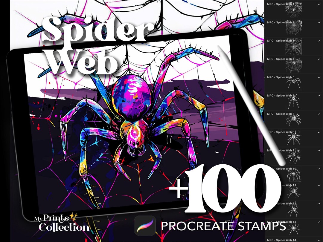 100+ Procreate Spider Web Stamps, Halloween Spooky Horror Supernatural ...