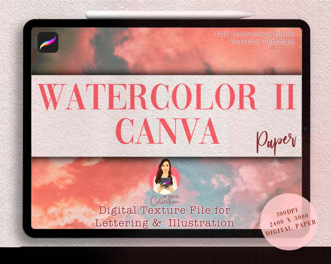 Procreate Watercolor II Paper Canva Realistic Paper Texture - Etsy