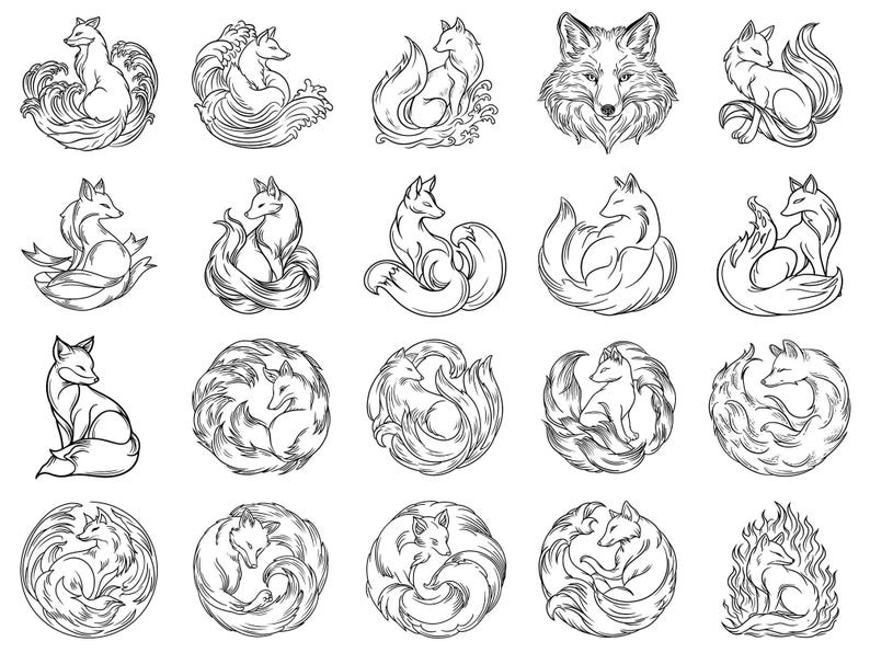 Kitsune Japanese Tattoo Photoshop Brushes & Procreate Stamps – 100 ...