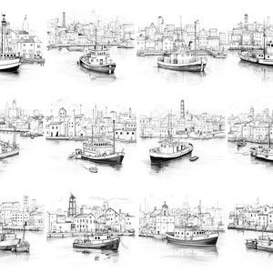 100 Procreate Harbour Stamps, Nature Water Boat Landscape DND Magical ...
