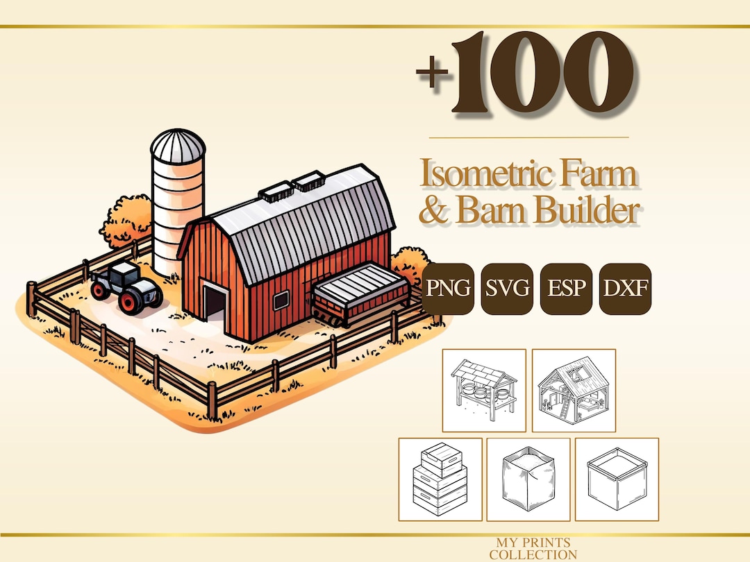 Isometric Farm and Barn Builder PNG Bundle – 100+ Cricut & Silhouette ...