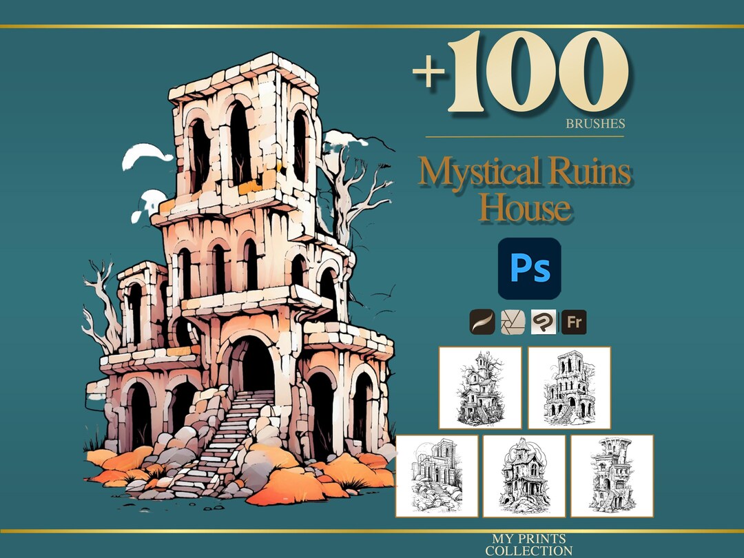 Mystical Ruins House Photoshop Brushes & Procreate Stamps – 100+ Place ...