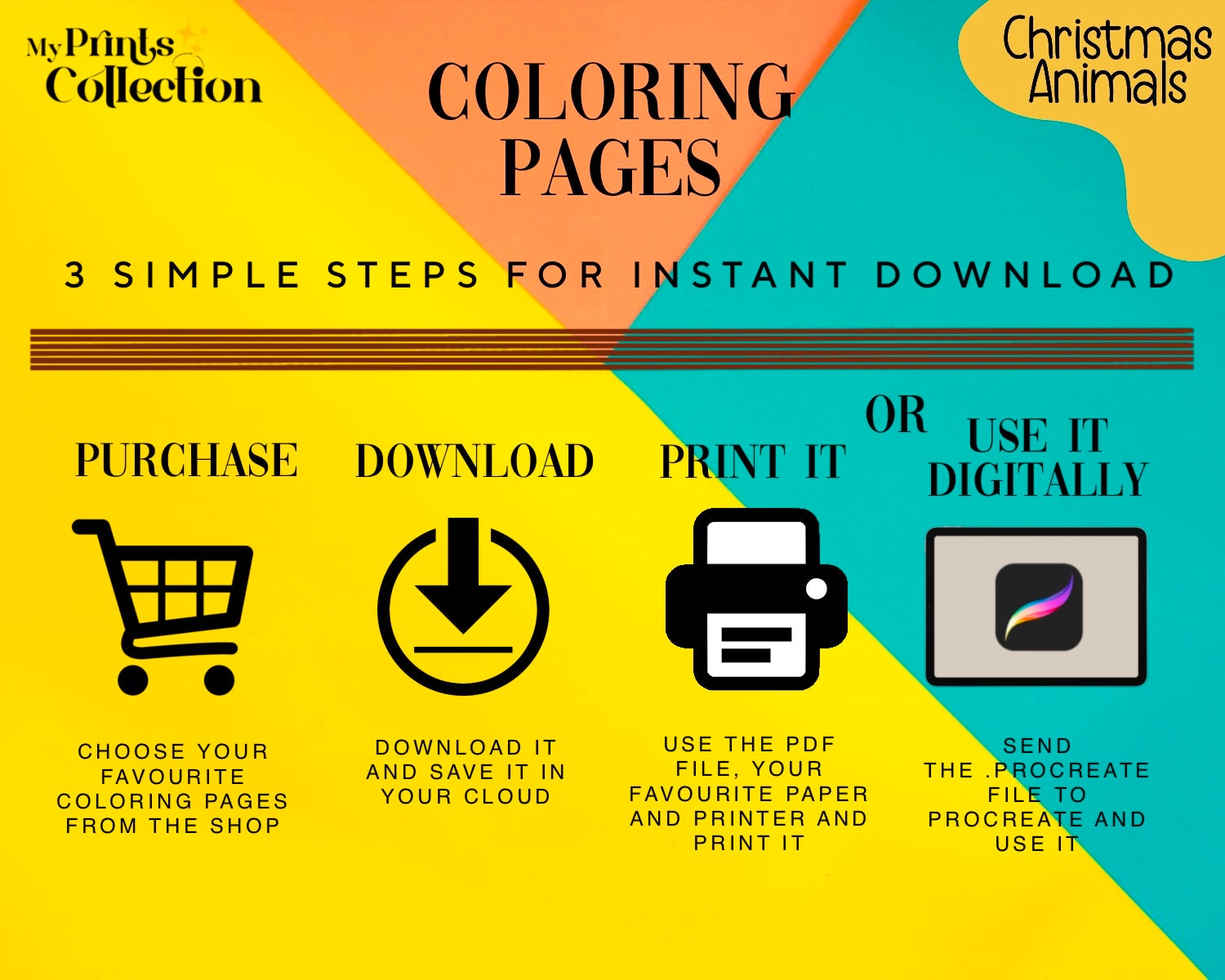 50 Christmas Animals Coloring Pages Book for Kids Toddler - Etsy