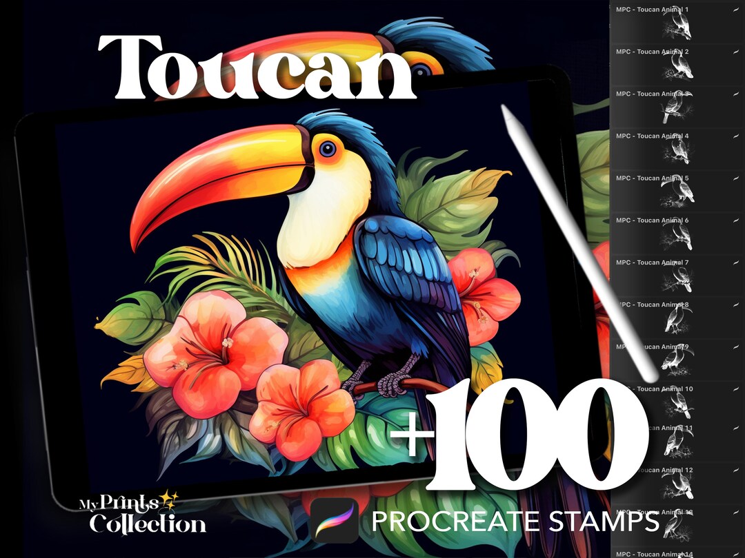 100+ Procreate Toucan Stamps, Bird Animal Woodland Wildlife Forest ...
