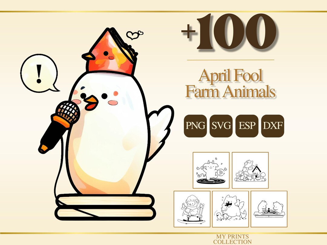 April Fool Farm Animals PNG Bundle – 100+ Cricut & Silhouette Files ...