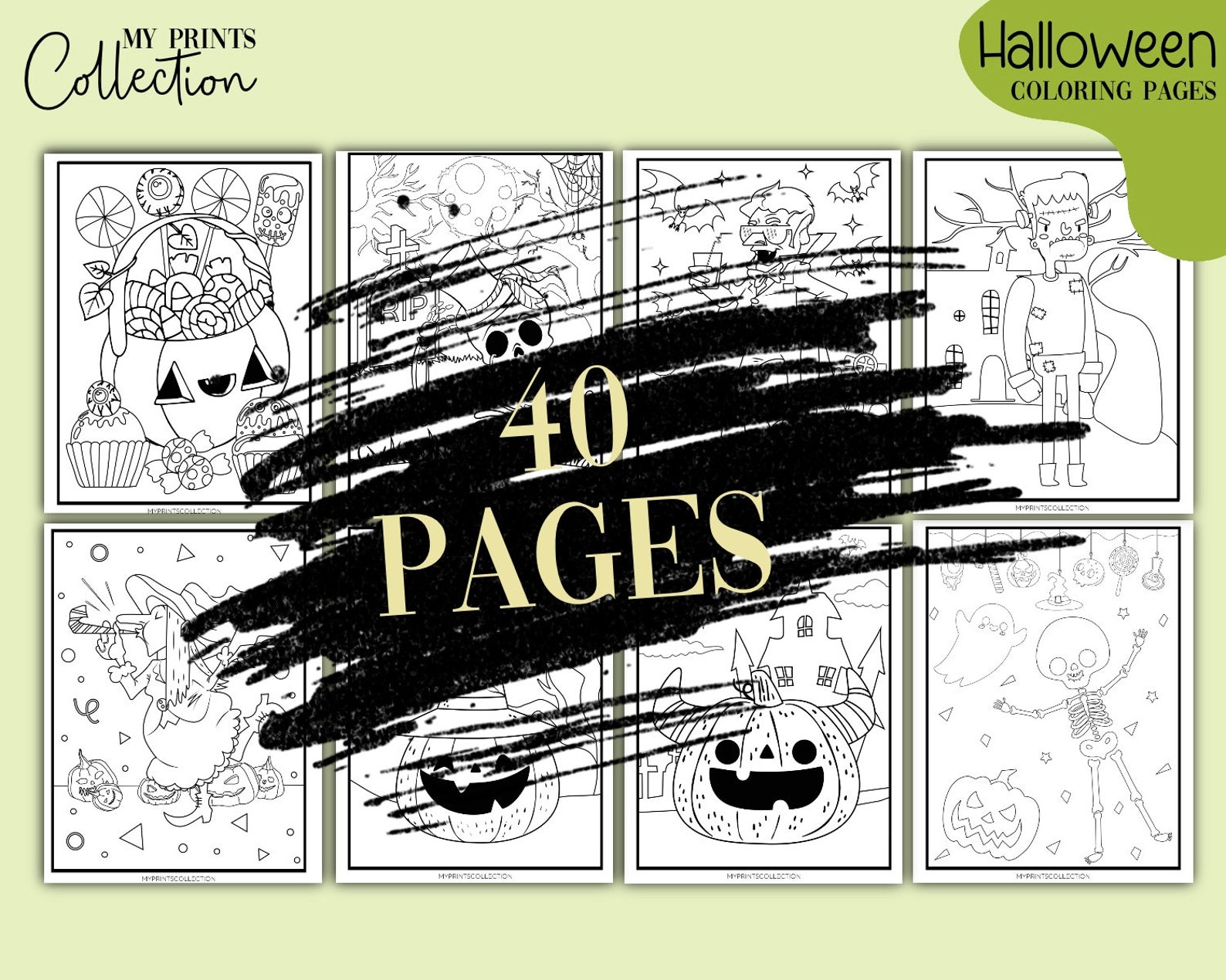 40 Halloween Coloring Sheet Pages Book PDF Instant Printable - Etsy