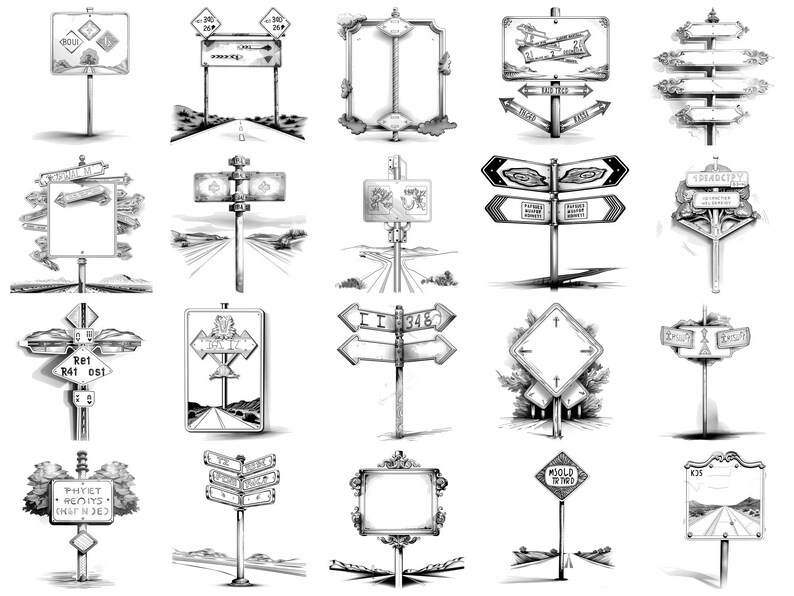Road Sign Photoshop Brushes & Procreate Stamps – 100+ Place House ...
