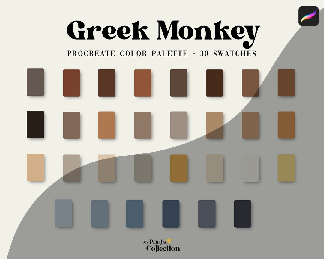 Greek Monkey Procreate Color Palette Swatch, Digital Color Download ...