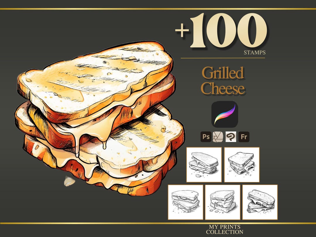 Grilled Cheese Sandwich Procreate Stamps & Photoshop Brushes – 100 ...