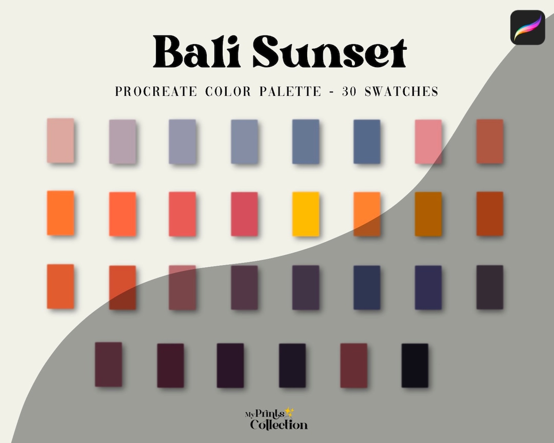 Bali Sunset Procreate Color Palette Swatches Digital Color Download