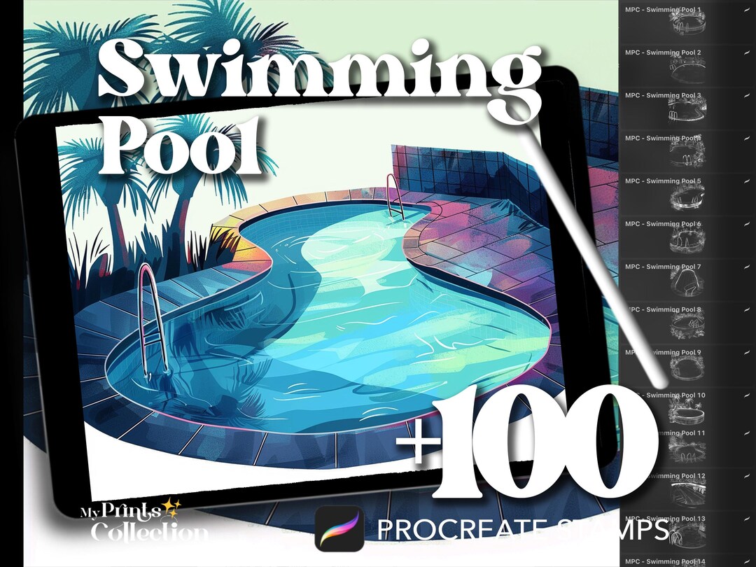 100+ Procreate Swimming Pool Stamps, Interior Design Decor Room ...