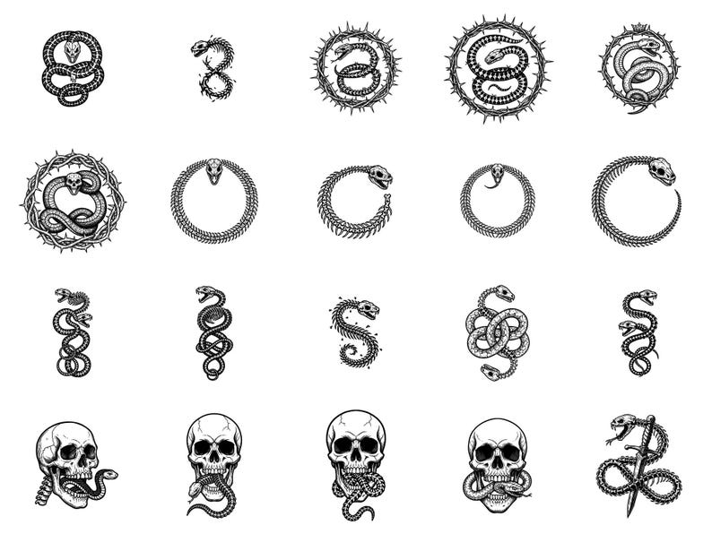 Snake and Bone Gothic Macabre PNG Bundle – 100+ Halloween Horror Dark ...