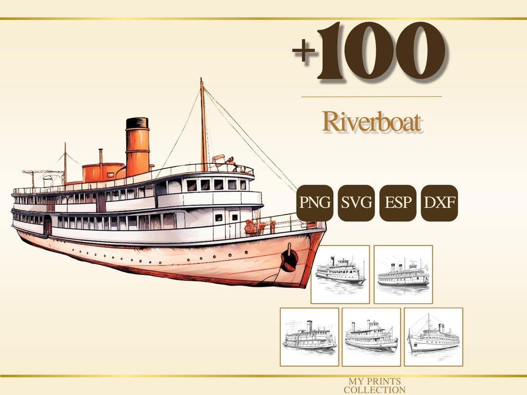 Riverboat PNG Bundle – 100+ Cricut & Silhouette Files, SVG, DXF, Eps ...