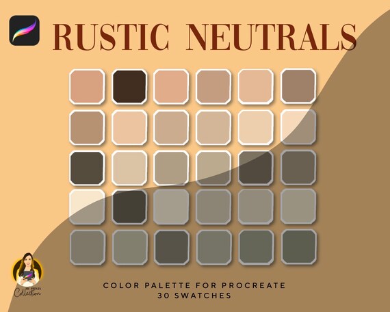 Rustic Neutrals Procreate Color Palette 30 Swatch Retro | Etsy
