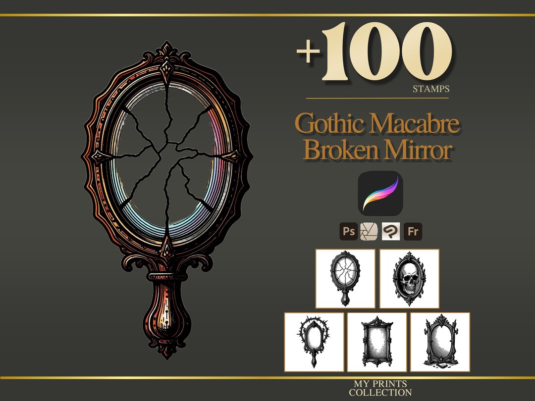 Broken Mirror Gothic Macabre Procreate Stamps & Photoshop Brushes – 100 ...