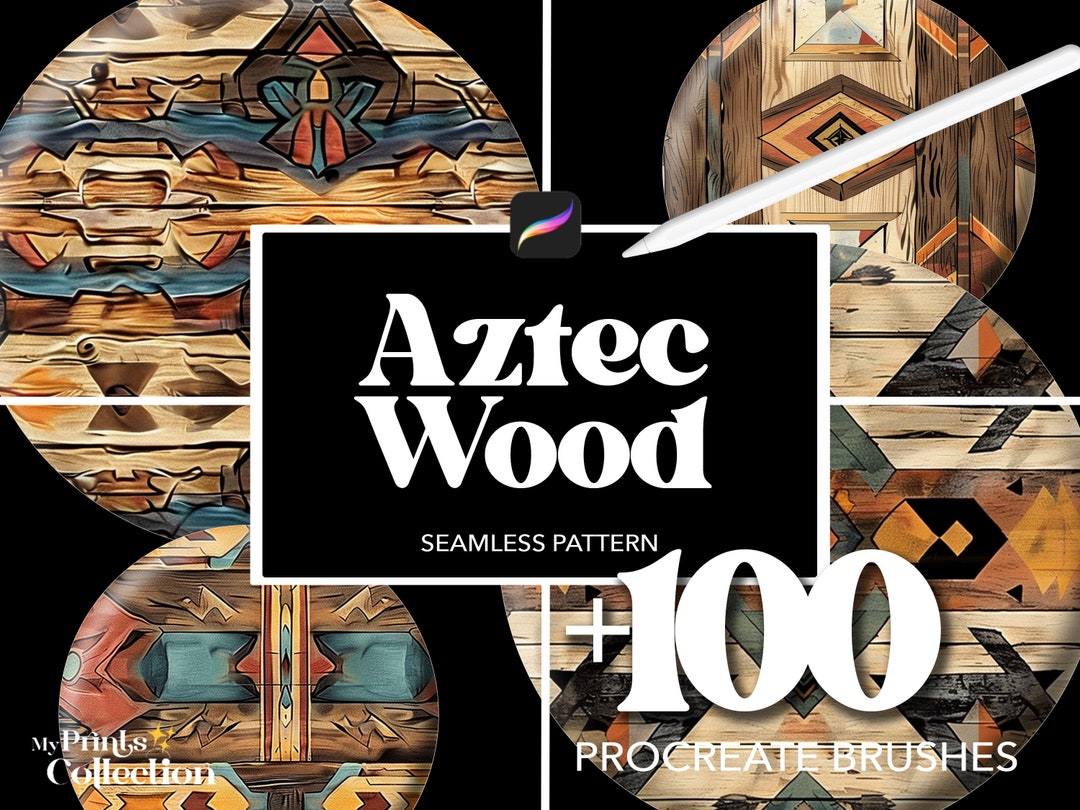 Aztec Wood Procreate Brushes: Seamless Texture Overlay (digital ...