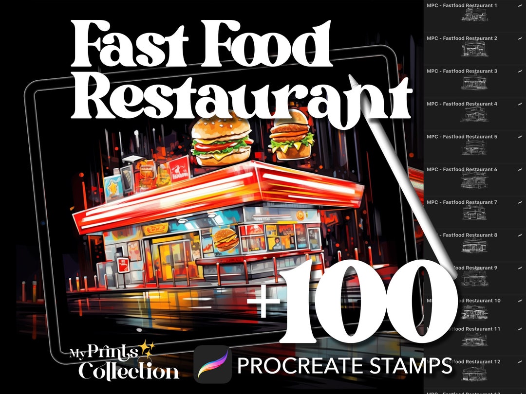 100+ Procreate Fast Food Restaurant Stamps, Interior Design Decor ...