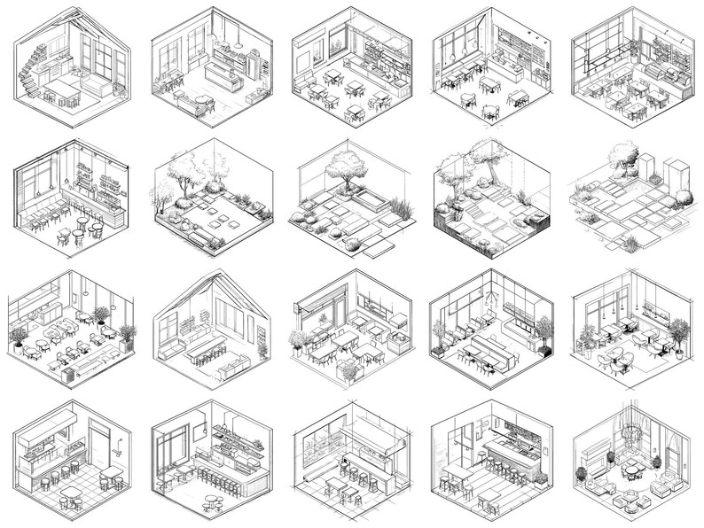 Isometric Cafe and Restaurant Scene PNG Bundle – 100+ Cricut ...