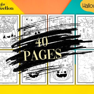 40 Halloween Coloring Sheet Pages Book, PDF Instant Printable Digital ...