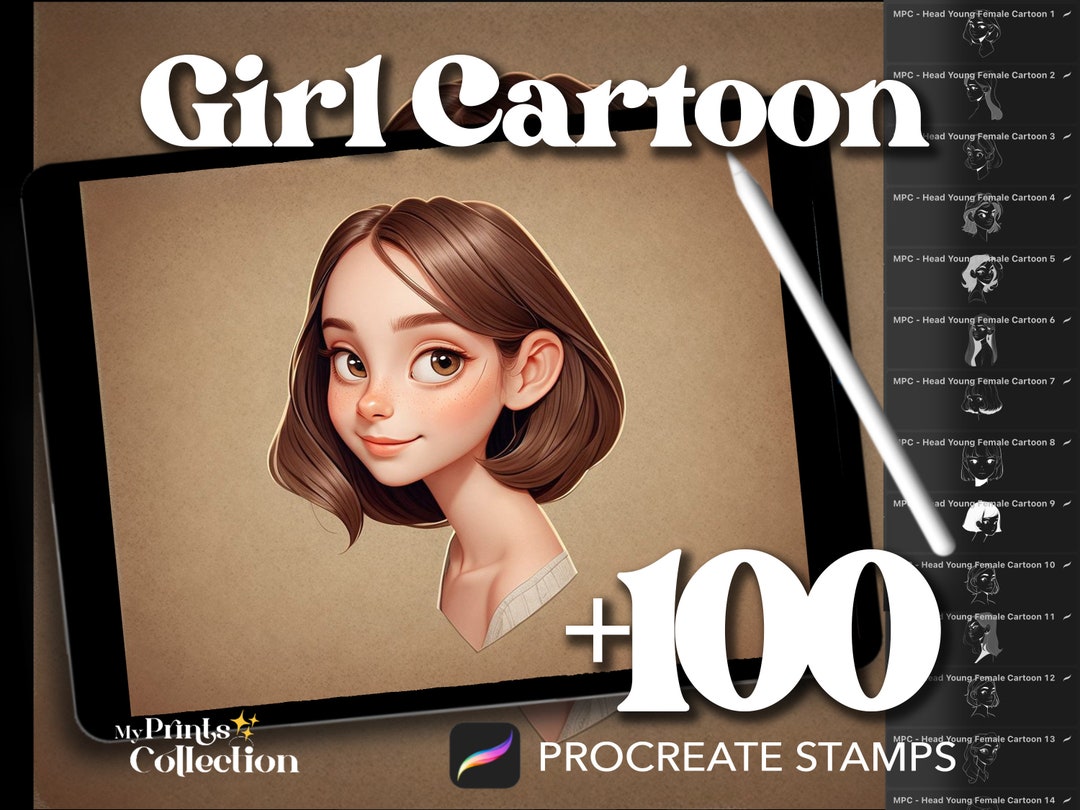 100+ Procreate Head Girl Cartoon Stamps, Body Figure Pose Sketch Manga ...