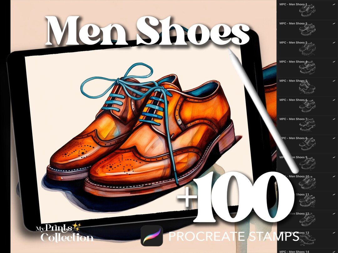 100+ Procreate Men Shoes Stamps, Sketching Jewellery Shoe Cloth Fashion ...