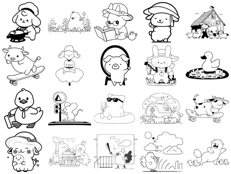 April Fool Farm Animals Procreate Stamps & Photoshop Brushes – 100 ...