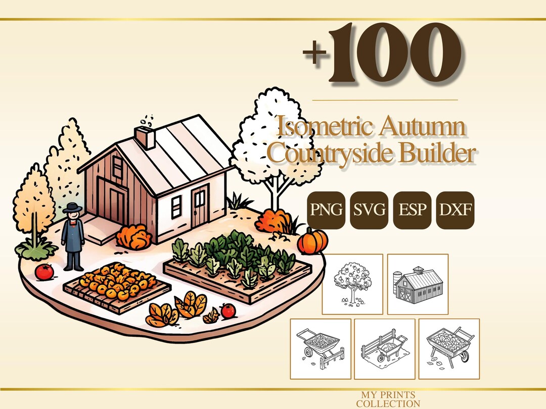 Isometric Autumn Countryside Builder PNG Bundle – 100+ Cricut ...