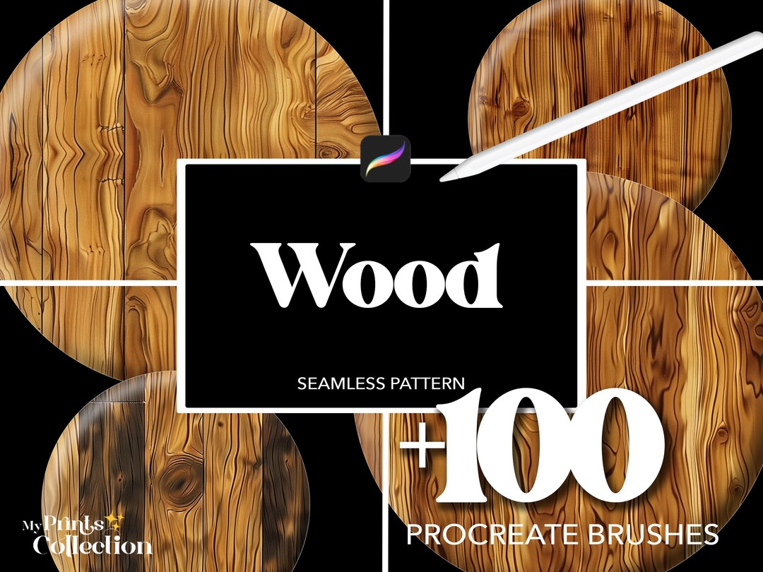 100+ Procreate Wood Brushes, Abstract Seamless Pattern Texture Overlay Brushes, Procreate Tree ...