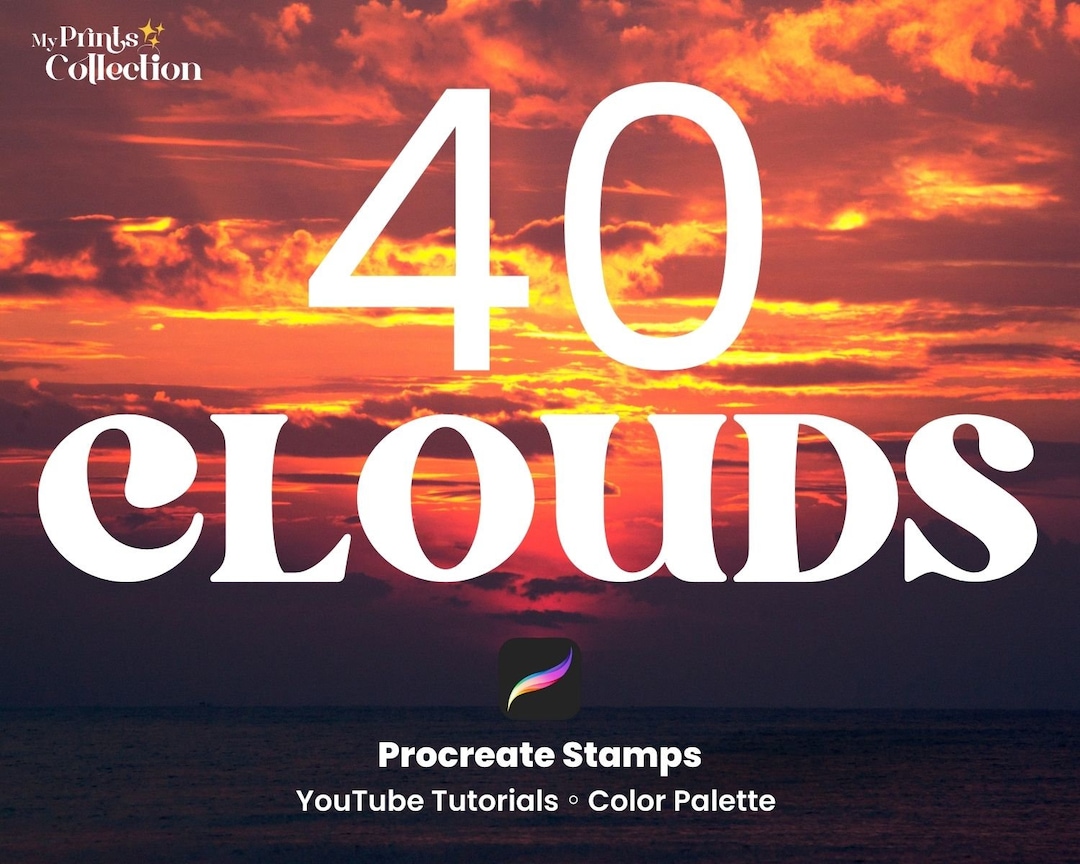 Clouds Procreate Set | 40 Stamps | Lettering | Illustration | Cloudy ...