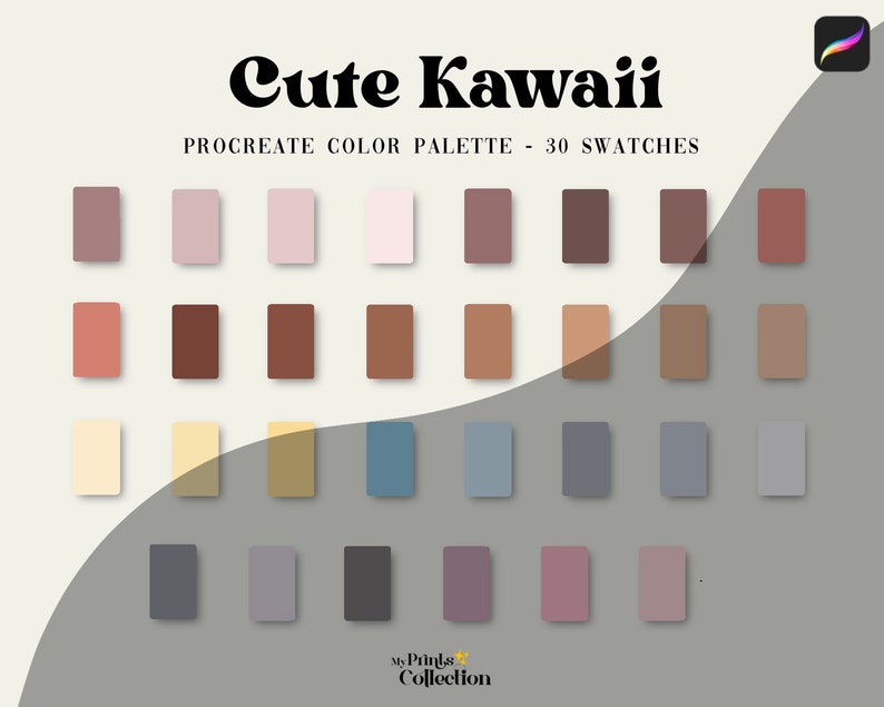 Cute Kawaii Procreate Color Palette Swatch Digital Color Etsy