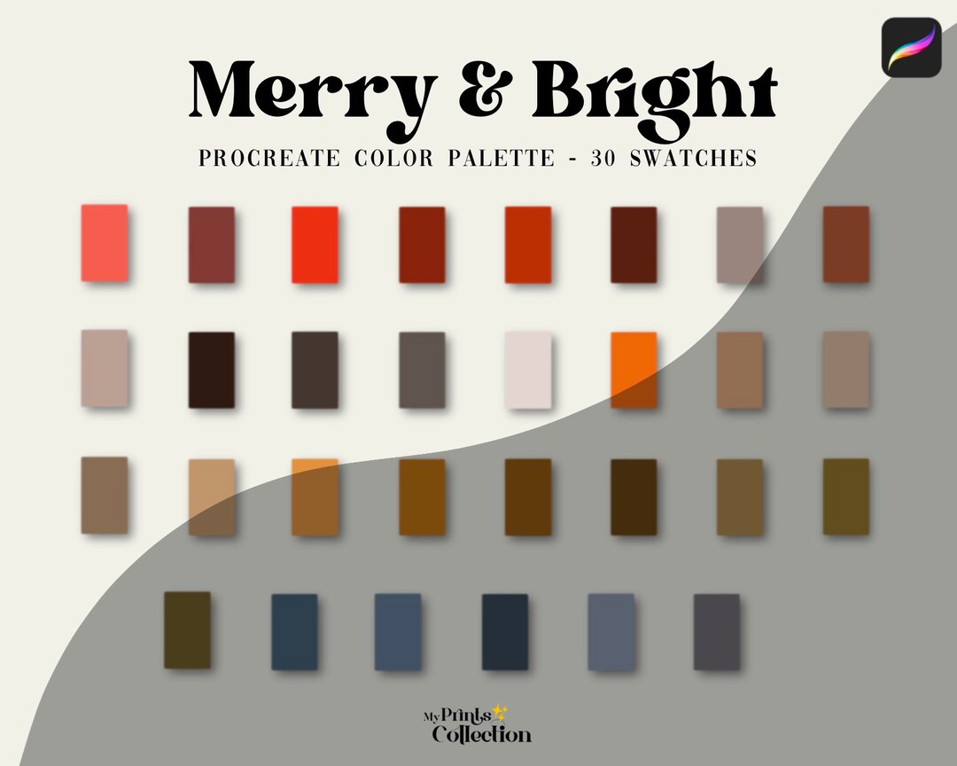 Merry & Bright Procreate Color Palette Swatches, Digital Color Download ...