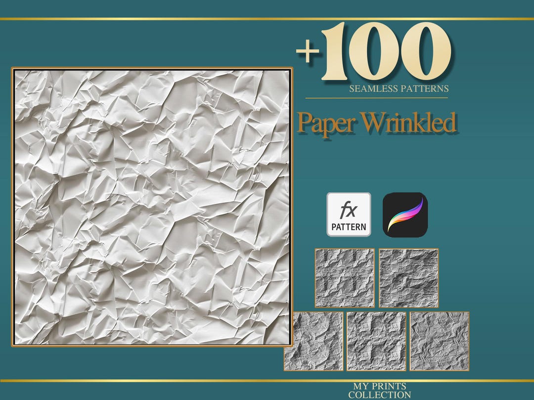 Wrinkled Paper Photoshop PAT Pattern & Procreate Texture Brush, 100 ...