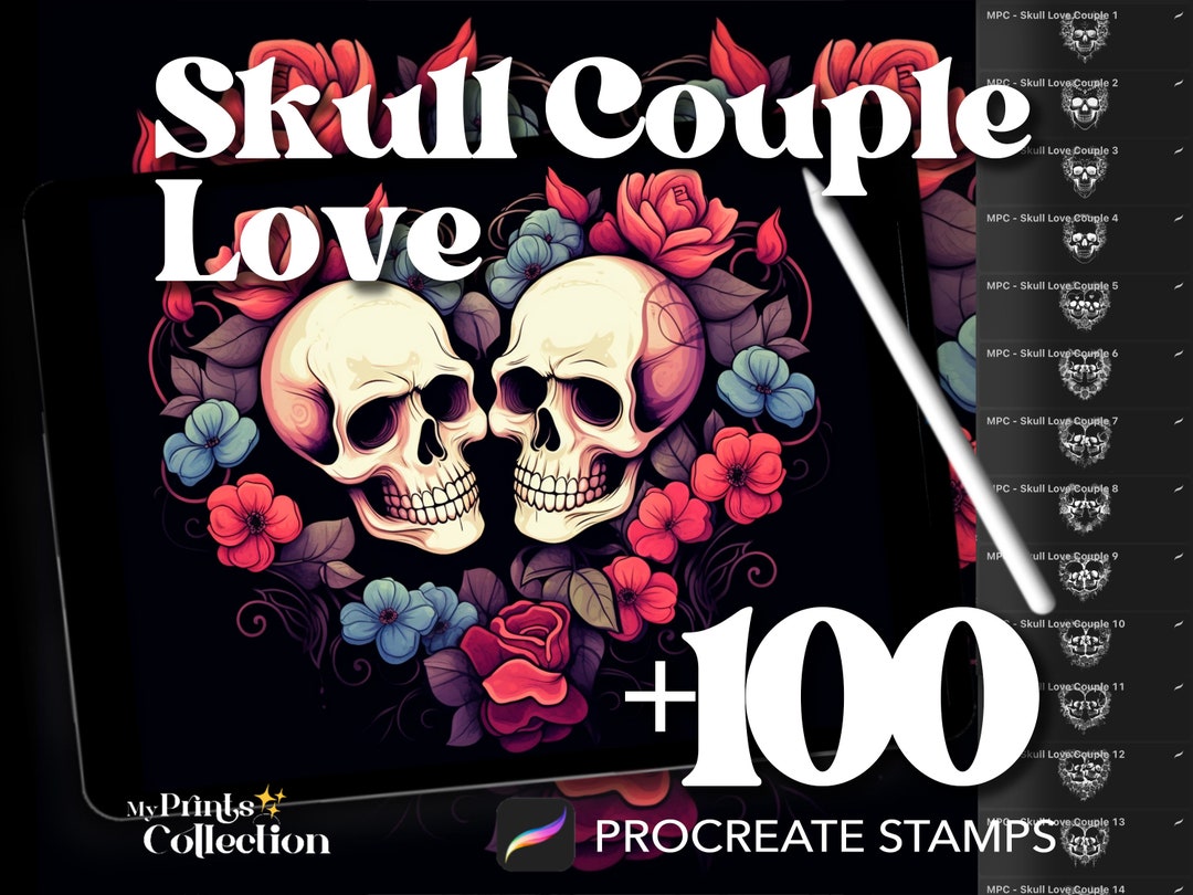 100+ Procreate Skull Couple Love Stamps, Human Valentines Day Romantic ...