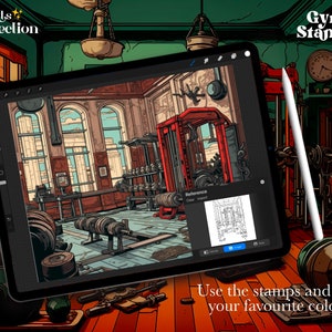 100+ Procreate Gym Fitness Room Stamp, House Interior Design Sketch ...