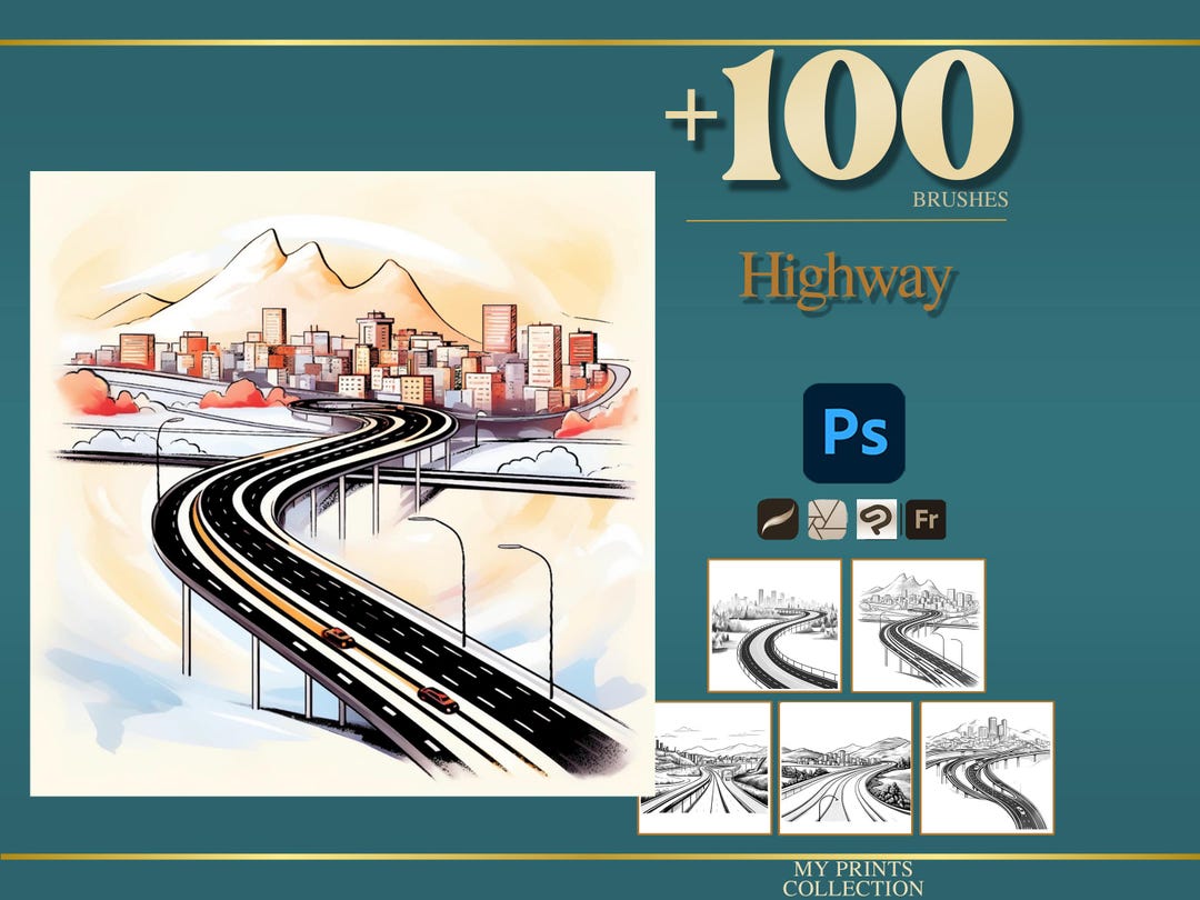 Highway Photoshop Brushes & Procreate Stamps – 100+ Place House ...